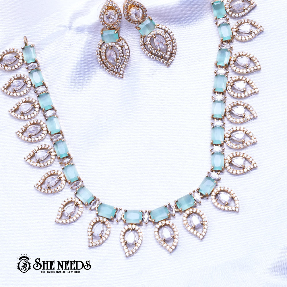 Cluster Necklace Set – She Needs 1 Gram Gold & Silver Jewellery